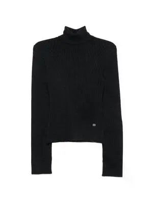 GANNI Ribbed-knit Roll-neck Sweater - Grey