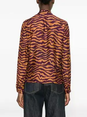KRISTINA TI Zebra-print Pussy-bow Blouse
