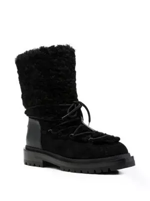 SERGIO ROSSI Shearling-trim Lace-up Boots