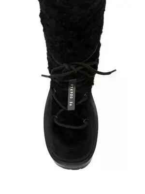 SERGIO ROSSI Shearling-trim Lace-up Boots