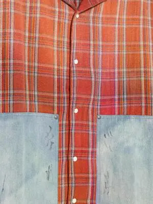 FOUND Plaid-pattern Panelled Shirt