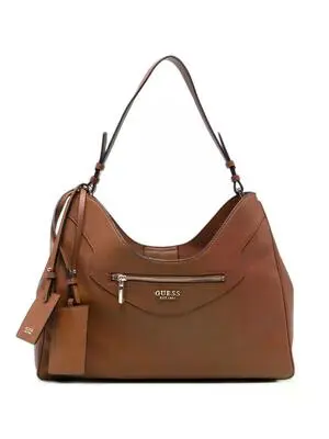 Guess Antonia Grained Leather Shoulder Bag - Brown