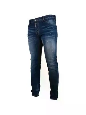 Dsquared2 Teddy Distressed Paint-splatter Jeans - Blue