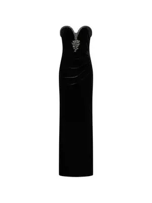SELF-PORTRAIT Crystal-embellished Strapless Maxi Dress