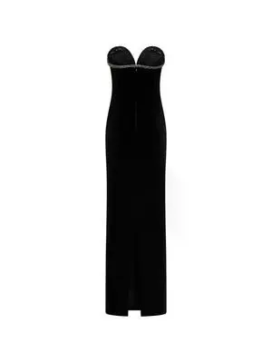 SELF-PORTRAIT Crystal-embellished Strapless Maxi Dress