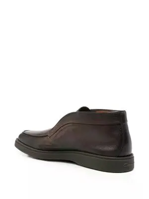 Santoni Grainy Leather Slip-on Boots