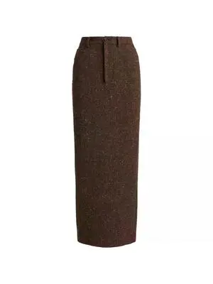 Ralph Lauren Fontaine Tweed Long Skirt - Brown