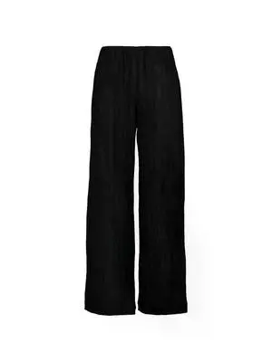 120% Lino Crinkled Palazzo Pants - Black