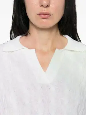 PUROTATTO Cable-knit Polo-collar Sweater