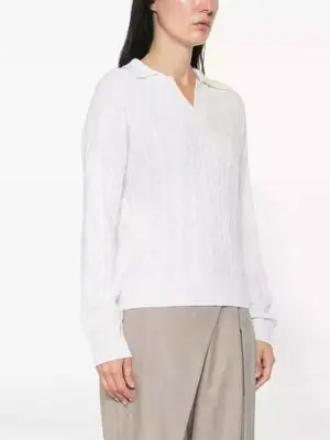 PUROTATTO Cable-knit Polo-collar Sweater - Neutrals