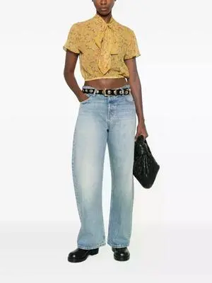 KRISTINA TI Floral-print Pussy-bow Blouse - Yellow