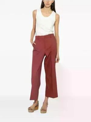 Max Mara Wkdzircone Cropped Wide-leg Trousers - Red