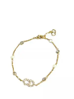 Dior 2021-2026 Plated Crystal And Faux Pearl Clair D Lune Bracelet Costume Bracelet - Gold
