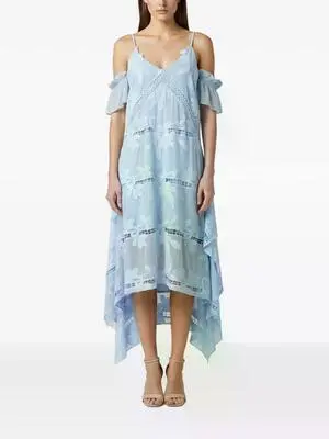 SELF-PORTRAIT Midi Guipure Lace Cold-shoulder Dress