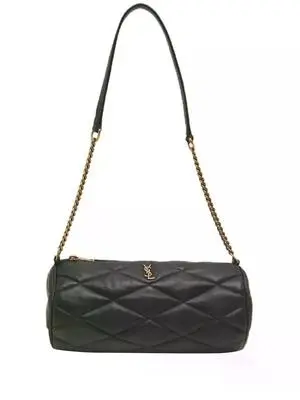 Saint Laurent 2022 Mini Quilted Lambskin Sade Tube Bag Shoulder Bag - Black
