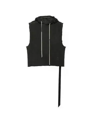 Rick Owens Sleeveless Drawstring Hoodie - Black