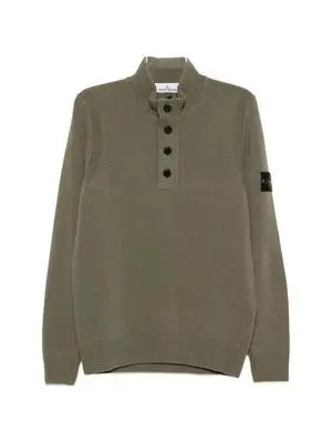 Stone Island Logo-patch Half-zip Sweater - Green