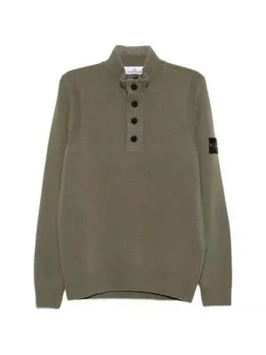 Stone Island Logo-patch Half-zip Sweater - Green