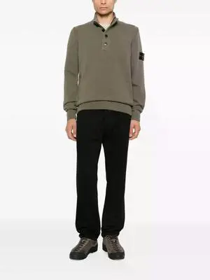 Stone Island Logo-patch Half-zip Sweater - Green