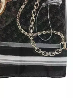 Guess Chain-print Logo Scarf - Black