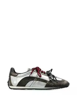Dsquared2 Dc-642 Distressed Metallic Leather Sneakers - Silver