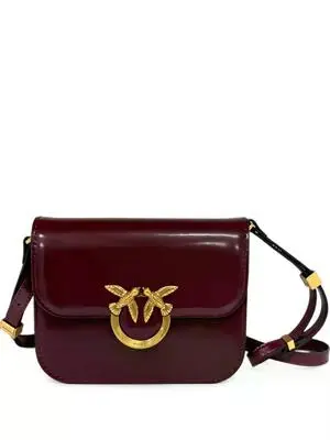 Pinko Mini Love Box Patent-leather Shoulder Bag - Red