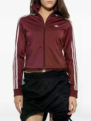 Adidas Ruffle-trimmed Striped-sleeve Zip-up Sweatshirt