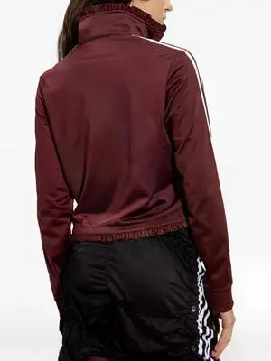 Adidas Ruffle-trimmed Striped-sleeve Zip-up Sweatshirt