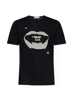 Fendi Ti Amo Print Side-slit T-shirt - Black