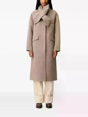 Claudie Pierlot Long Wool Scarf-collar Coat