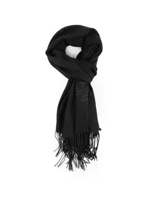 Emporio Armani Logo-print Fringed Scarf - Black
