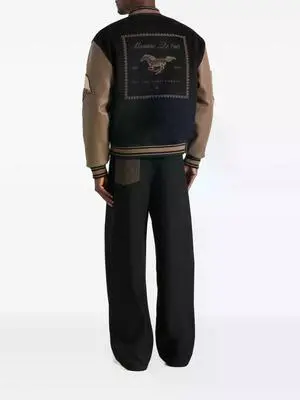 Manière De Voir Equestrian Wool-blend Varsity Jacket - Black