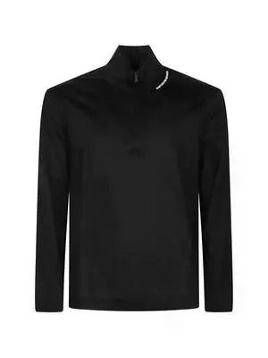 Emporio Armani Logo-print Zip-neck T-shirt - Black