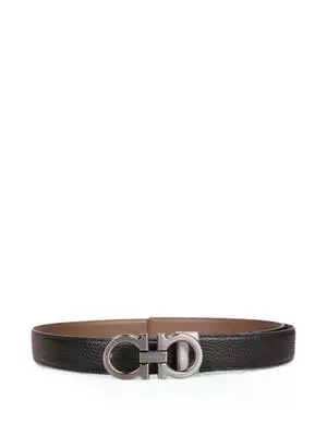FERRAGAMO Reversible And Adjustable Gancini Belt - Black