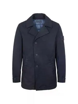Stone Island Logo-patch Button-up Coat - Blue