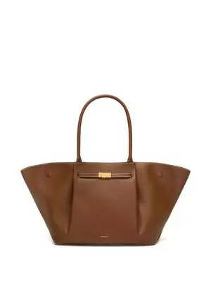 DEMELLIER The New York Contrast-stitching Leather Tote Bag - Brown