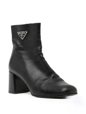 Prada 70mm Leather Booties - Black