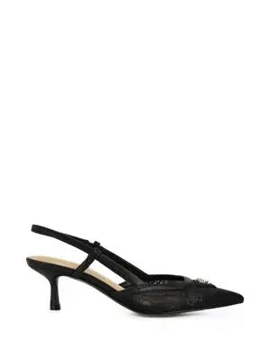 Guess Logo-print Pointed-toe Heeled Pumps - Black