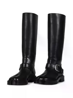 MAISON MARGIELA Tabi Buckle-strap Knee-high Boots - Black