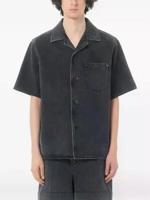 Valentino Garavani Denim Bowling Shirt With Vgold