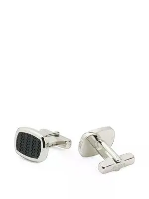 BOSS Herringbone-patterned Rectangular Cufflinks - Silver
