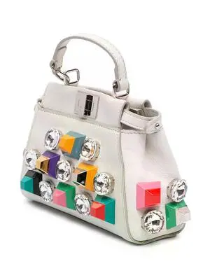 Fendi 2010-2026 Micro Studded Calfskin Peekaboo Iconic Satchel