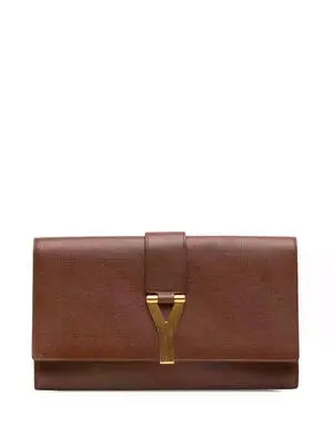 Saint Laurent 20th Century Textured Leather Chyc Ligne Clutch Bag - Brown