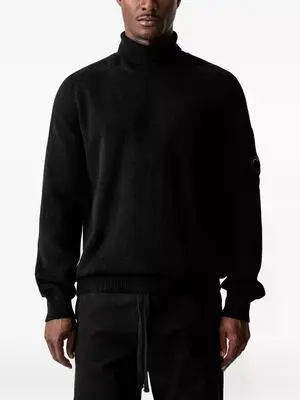C.P. COMPANY Lambswool Turtleneck Lens Sweater - Black