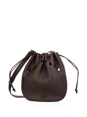 Valentino Garavani Perforated Leather Messenger Bag - Brown