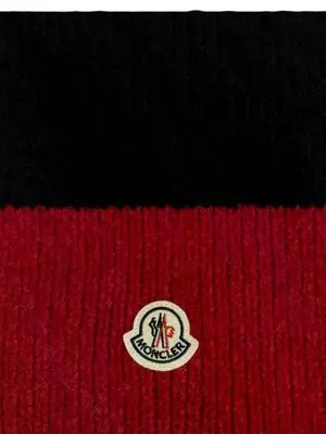 Moncler Logo-patch Chunky-knit Scarf - Red