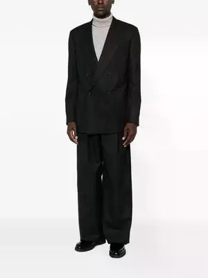 SPINA Herringbone Pleated Trousers - Black