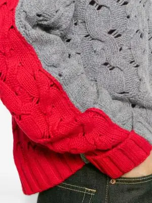 CIRCUS HOTEL Cable-knit Distressed Sweater
