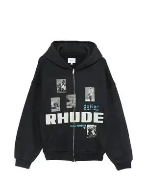 Rhude Winter 91 Rallye Graphic-print Zip-up Hoodie - Black