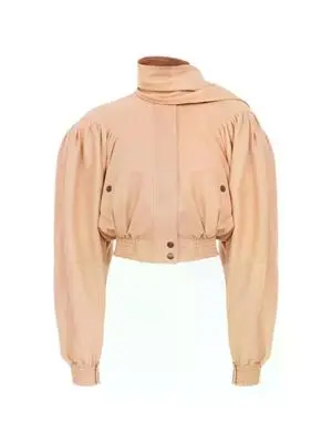 Chloé Scarf-detail Puffed-sleeve Jacket - Neutrals